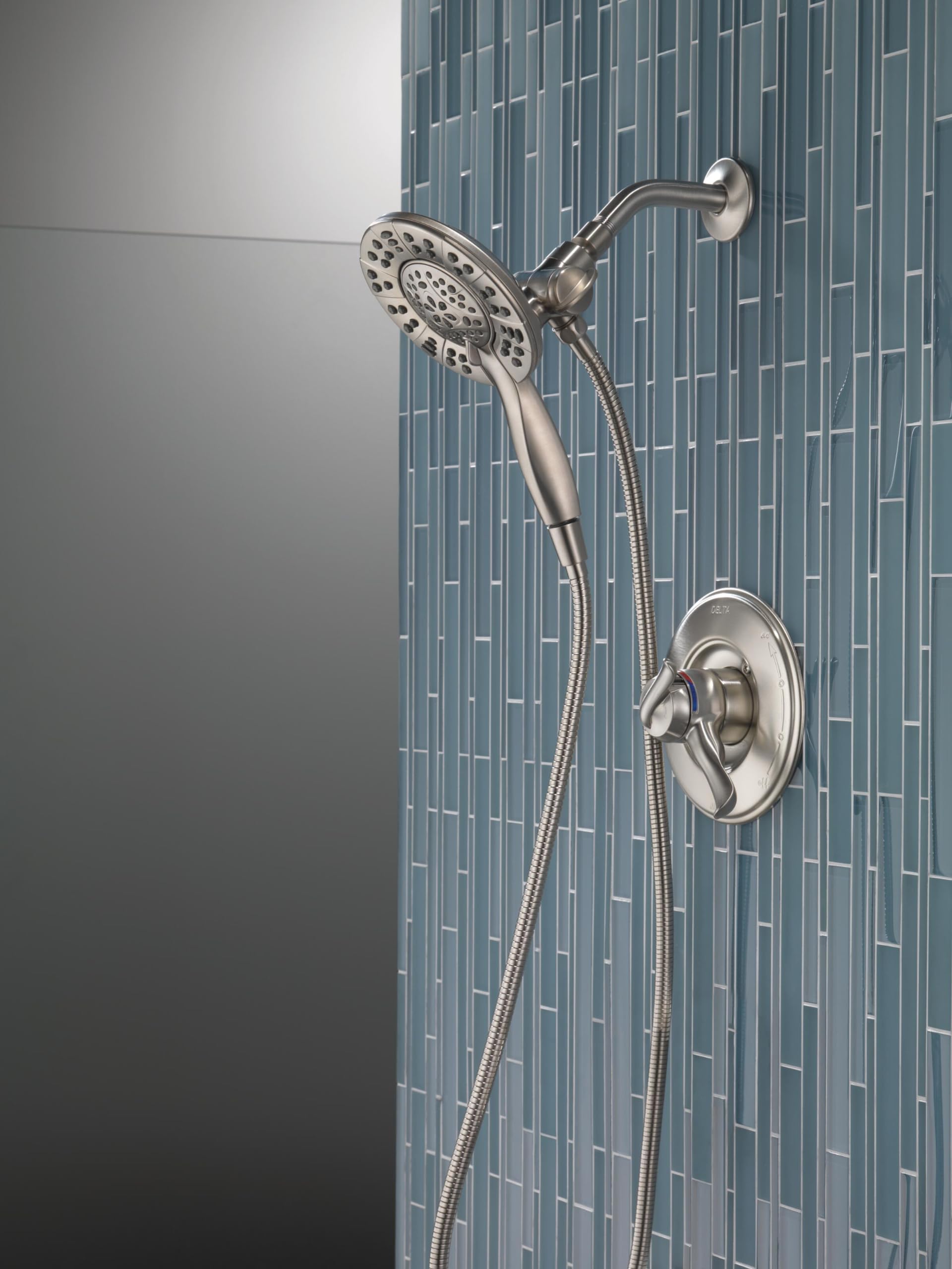 Delta Faucet 4-Spray In2ition Dual Shower Head with Handheld Spray, Brushed Nickel Shower Head with Hose, Showerheads & Handheld Showers, Handheld Shower Heads, Stainless 58499-SS