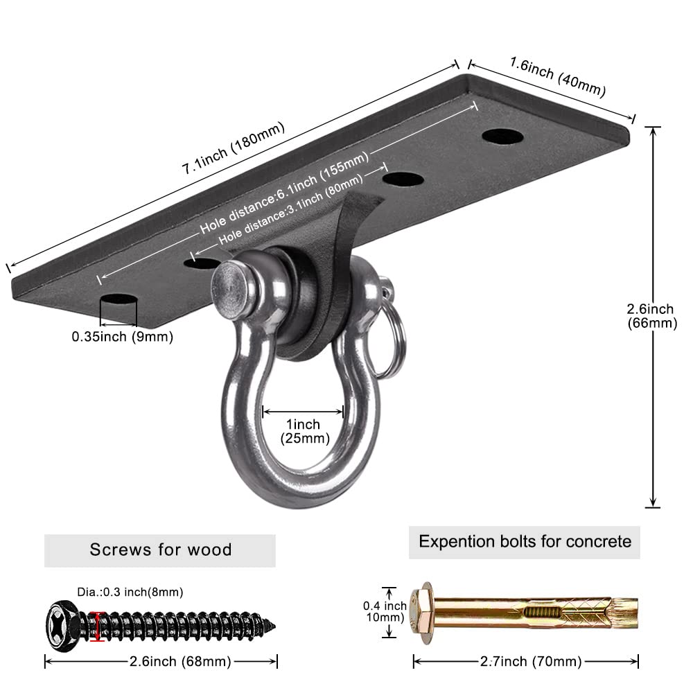Dolibest Ceiling Mount Swing Hanger Heavy Duty Swing Set Hook for Porch Swing Hammock Chair Yoga Silk Suspension Straps Gymnastic Ring, Wall Anchor for Resistance Bands (900LB)