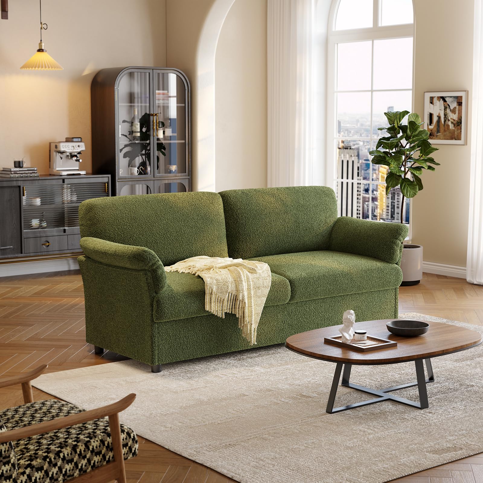 ONBRILL 72" Loveseat Sofa Small Couch for Living Room, Modern Comfy Lambs Wool Fabric 2 Seater Deep Seat Sofa Couches with Wide Armrest for Small Space,Apartment