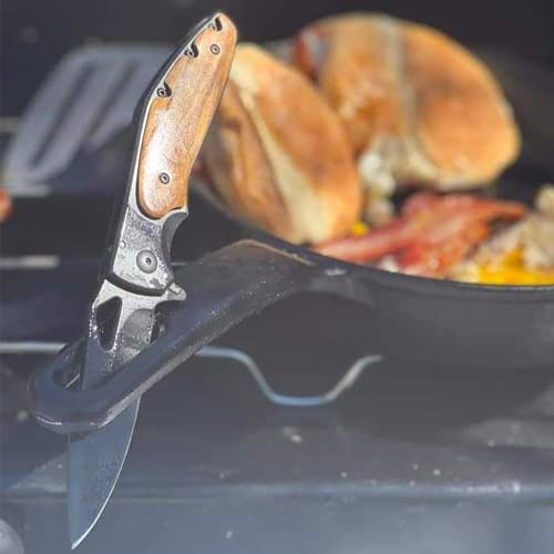 Fox Edge Olea Folding EDC Pocket Knife Stainless Steel 3.15β Blade - Olive Wood Scales Handle - Modern Folding Blade Flipper Knife Every Day Carry