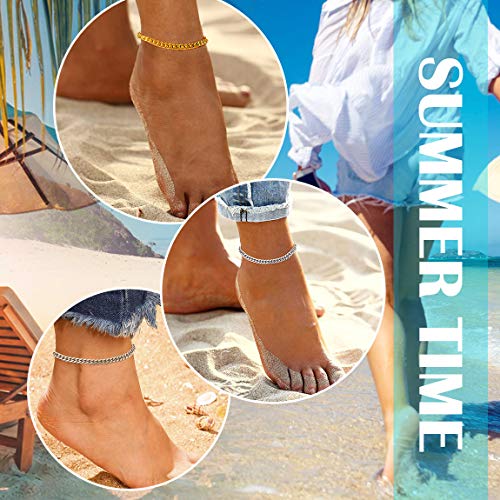 Cuban Link Anklets For Women Stainless Chain Anklet Men Summer Feet Jewelry Foot Bracelet Gold Anklet