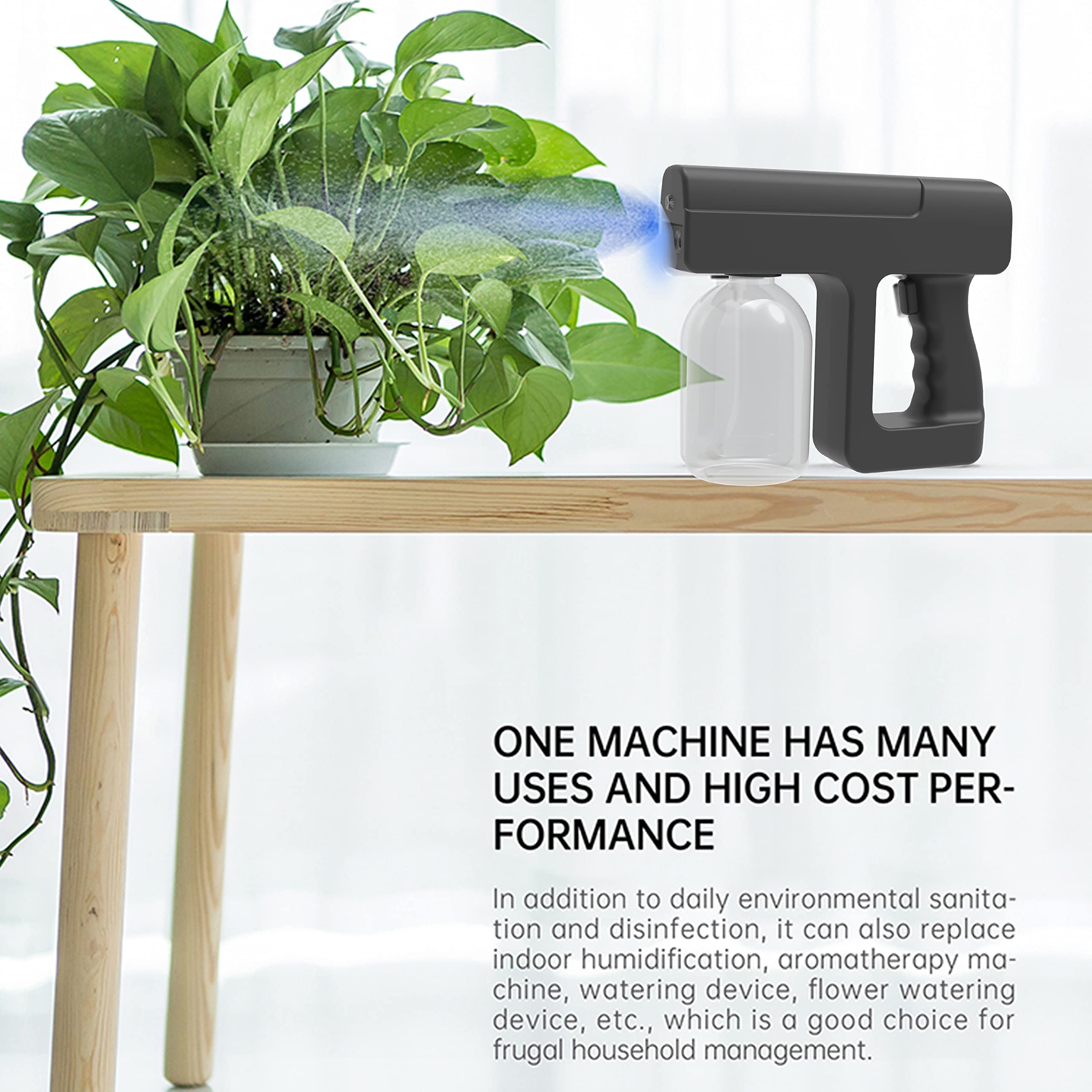 MOSSRW Disinfectant Spray Gun Handheld Spray Disinfection Gun Charging Portable Blue Light atomizing Gun Spray for Atomizer Sprayer pet Disinfection (Black)