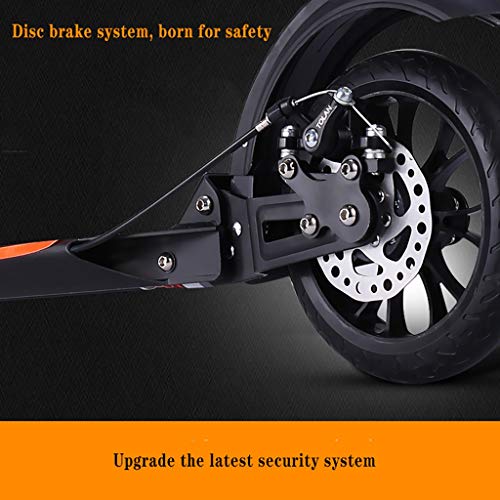 Commuter Scooter, Scooter, Adult Folding Two-Wheeled Scooter Can Bear 150KG, 2 Diameter 20CM PU Wheels, Double Brake System Adjustable Height (Non-Electric)