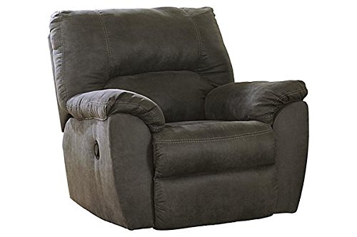 Signature Design by Ashley Tambo Faux Leather Manual Rocker Recliner, Gray