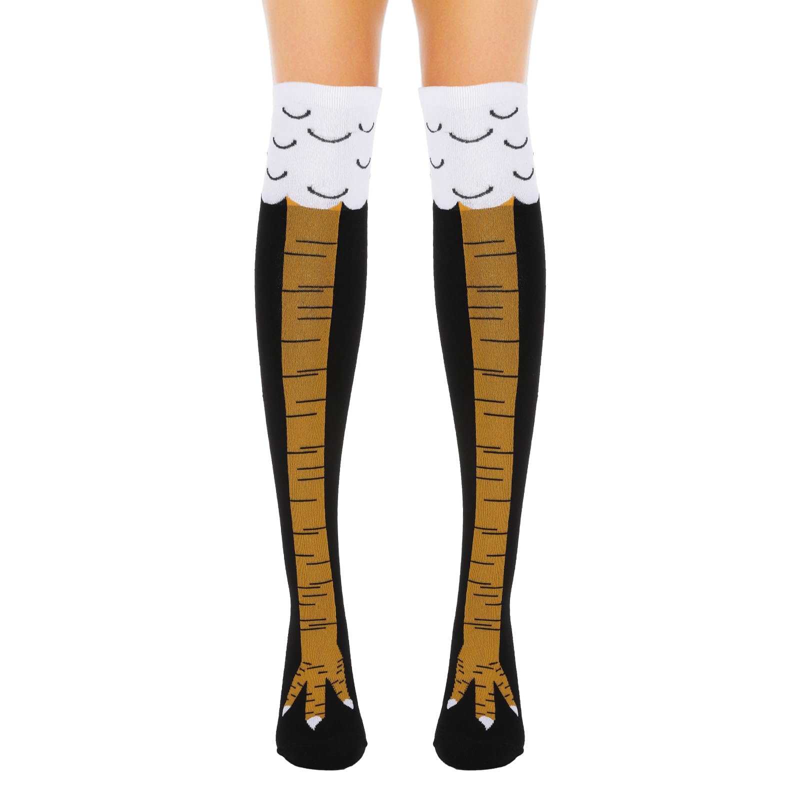 COMNICO Chicken Leg Socks 1 Pair 24 Inches Crazy Novelty Thanksgiving Turkey Animal Feet Claw Knee High Chicken Lady Stockings Adult Humor Party Funny Gifts for Women Men Kids