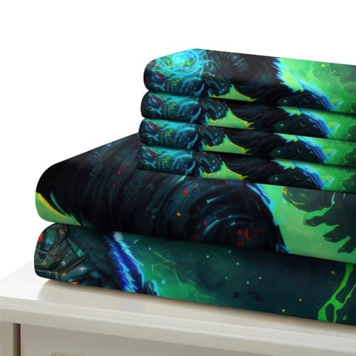 DAGROD Fluffy Duvet Cover Bedding Set with Pillow Cases Cosmic Space Wolves 3D Print Quilt Cover Breathable and Moisture-Proof Cosy Soft Bedding Se King(220x240cm)