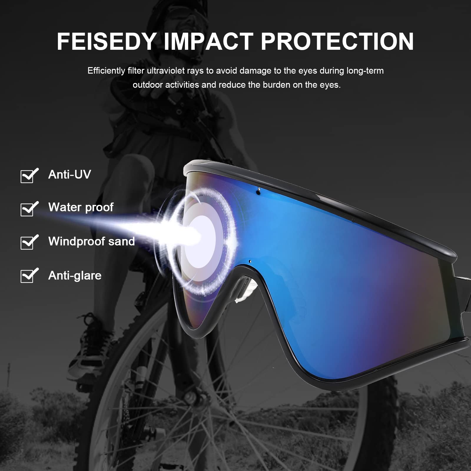 FEISEDY Shield Oversized Wraparound Sunglasses 80s One Piece Outdoor Trendy Sport Glasses Visor for Men Women B2791