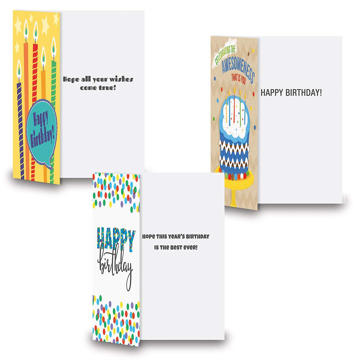Mega Happy Birthday Greeting Card Value Pack – Set of 36 (18 Designs), Large 5 x 7 inches, Envelopes Included, by Current