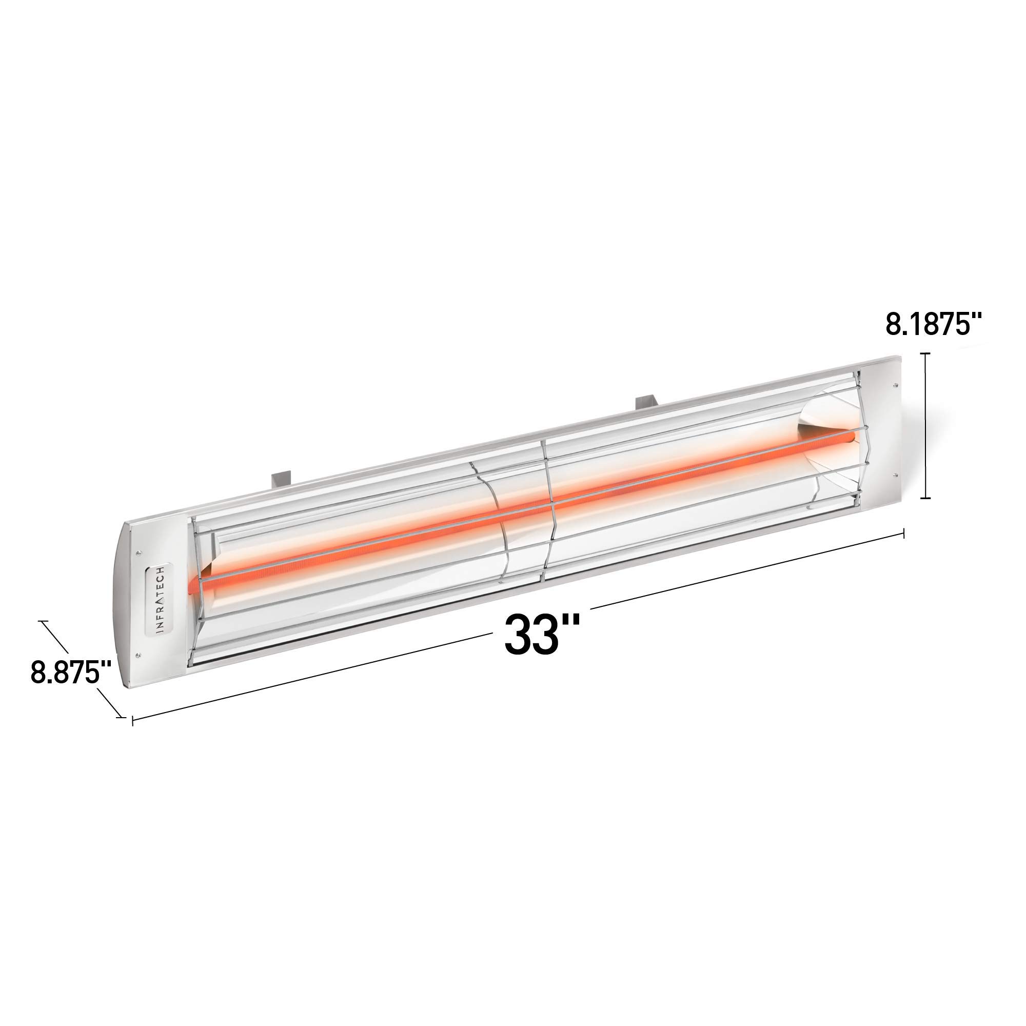Infratech C-1524 WH Stainless Steel 33β Single Element Fixture 1500 Watt, 240 Volt, White Finish