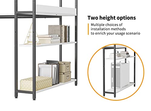 CubiCubi Computer Corner Desk with Storage Shelves, 55 Inch Reversible Small L Shaped Computer Desk, Home Office Writing Desk with 2 Hooks, White