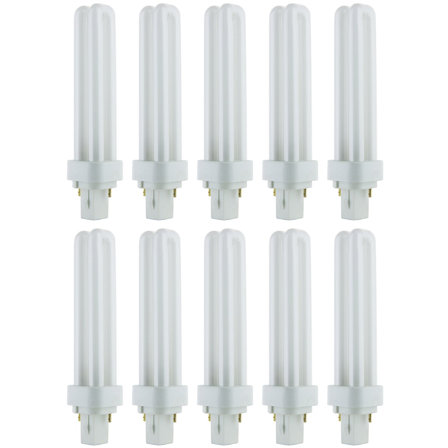 Sunlite PLD26/SP41K/10PK 4100K Cool White Fluorescent 26W PLD Double U-Shaped Twin Tube CFL Bulbs with 2-Pin G24D-3 Base (10 Pack)