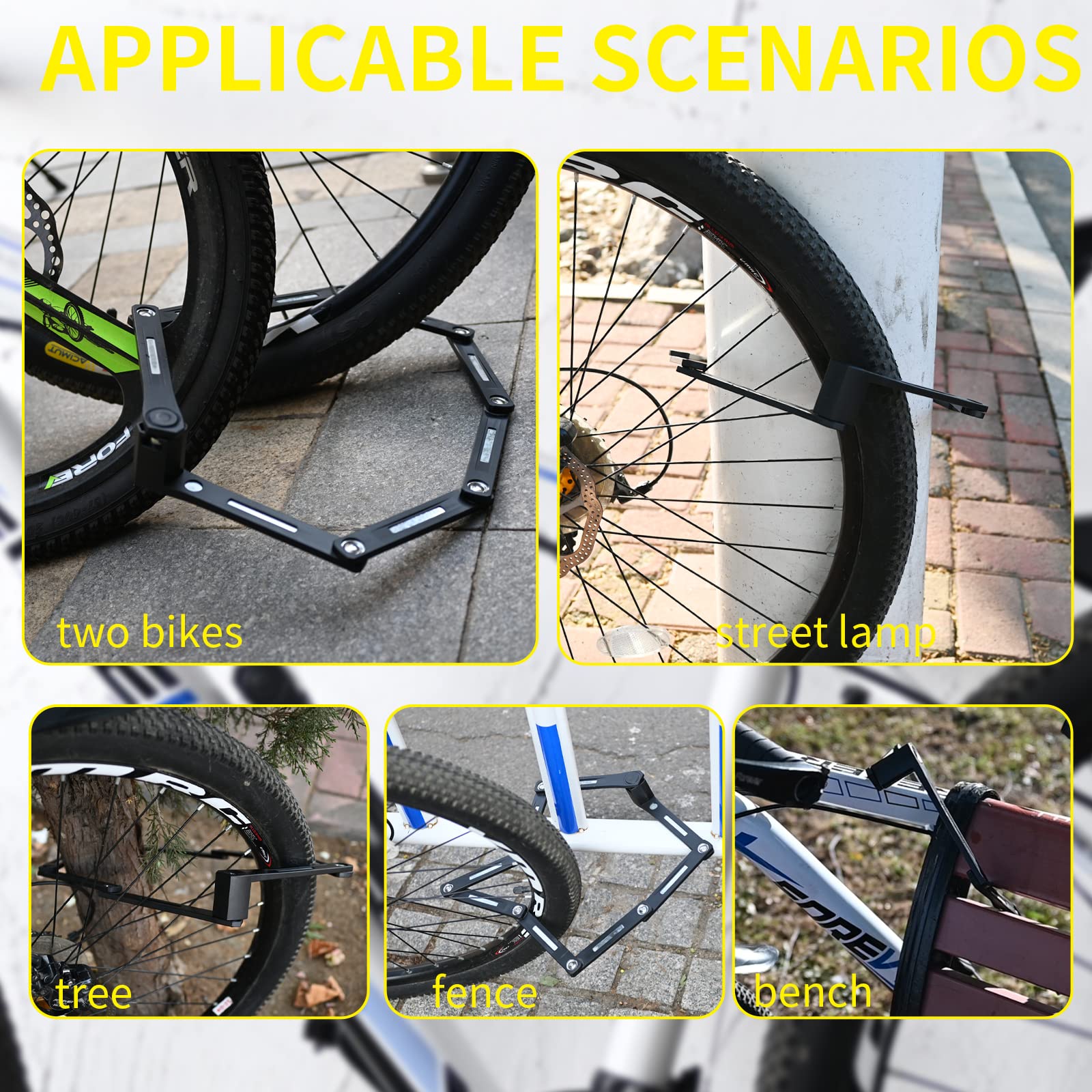 Compact Folding Bicycle Lock with 3 keys, foot Anti-Theft Security Bicycle lock, Super Strong Bicycle Folding lock-1000MM