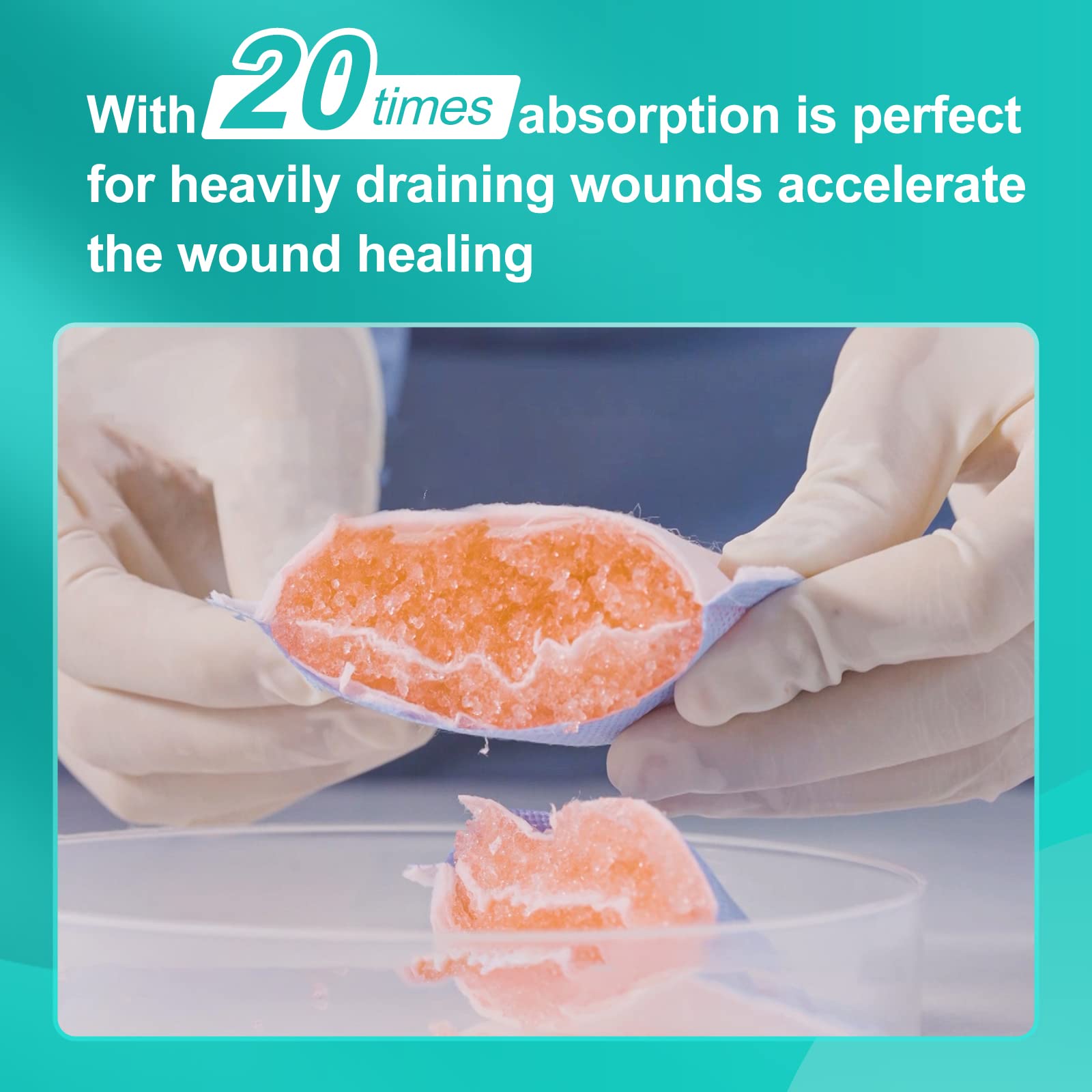 Dimora Upgrade Super Absorbent Dressing with Activated Charcoal for Wound Care, Odor Absorbing Pads 4"x 4" 10 Packs