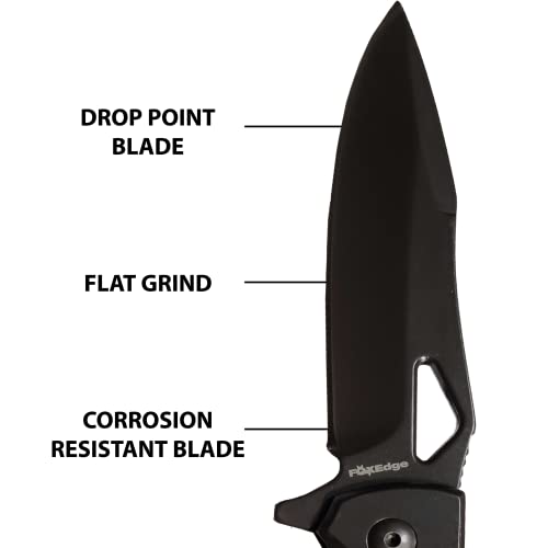 Fox Edge Olea Folding EDC Pocket Knife Stainless Steel 3.15β Blade - Olive Wood Scales Handle - Modern Folding Blade Flipper Knife Every Day Carry