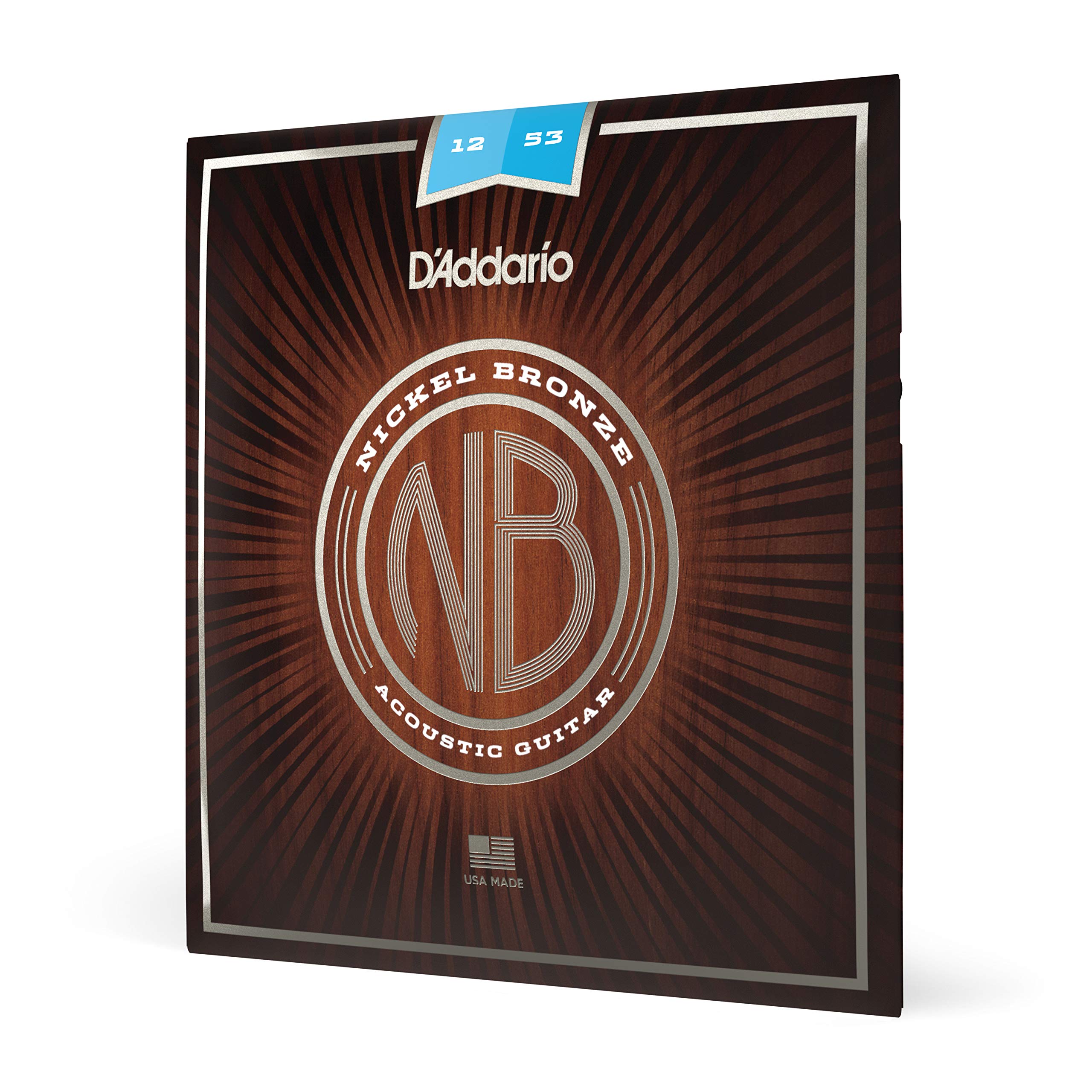 D'Addario Guitar Strings - Acoustic Guitar Strings - Nickel Bronze - For 6 String Guitar - Natural, Clear, & Focused Tone - NB1253 - Light, 12-53