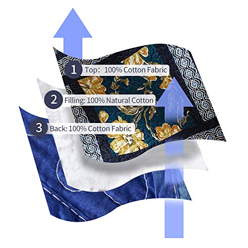 DECMAY Quilts Queen Size Sets - 100% Cotton Queen Bedspreads, Handmade Real Patchwork Quilts for All Season, Lightweight Country Quilt Sets with 2 Pillowcase