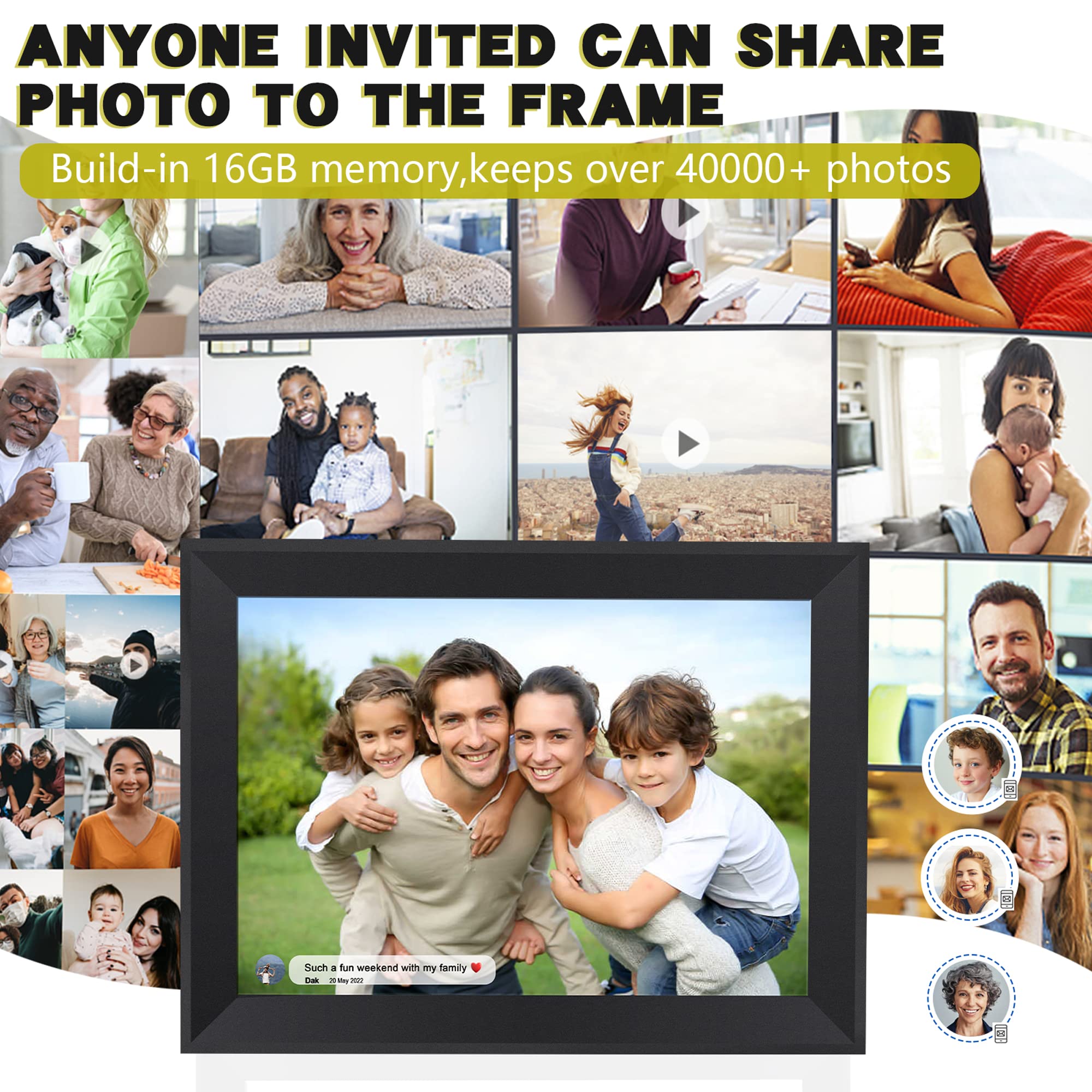 Digital Picture Frame, 10.1 Inch WiFi Digital Photo Frame 1280x800 IPS Touch Screen Photo Frame with 16GB Storage, Auto-Rotate, Wall-Mounted, Share Photos Videos via Frameo App Anywhere