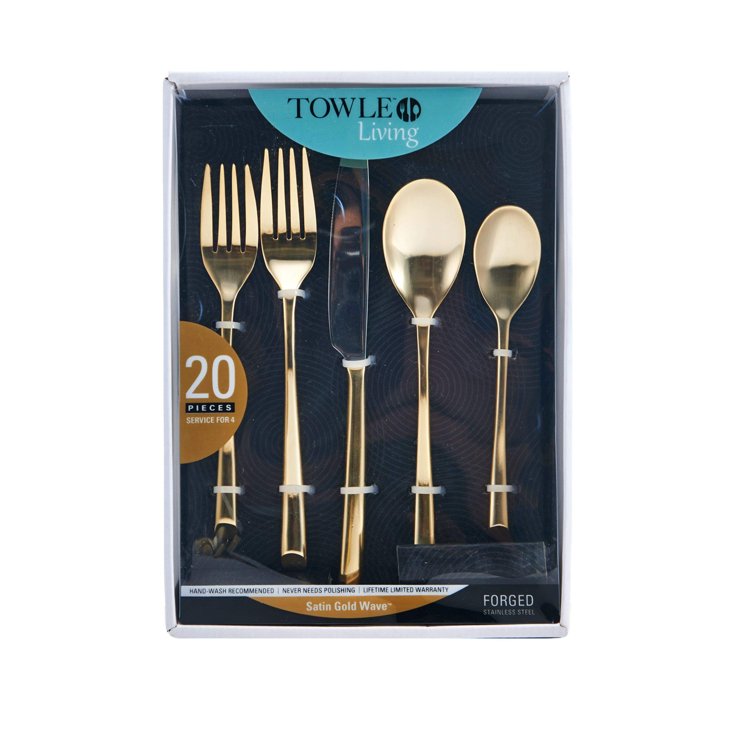 Towle Living Satin Gold Wave 20-Piece Flatware Set