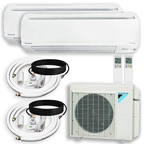 DAIKIN Dual (2 Zone) 4MXS Air Conditioner Heat Pump + Maxwell 15 ft. Installation Kit + Wall Bracket (9000 + 24000 BTU)