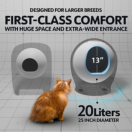 COZYBLUE Self Cleaning Cat Litter Box, ALWAYS-OPEN DESIGN GUARANTEES 100% SAFETY for YOUR CAT; Extra Large Space for Multiple Cats; Latest Model No App Needed Automatic Odor Removal [1-Year Warranty]