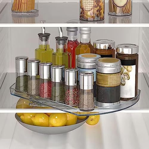 Lazy Susans Turntable Organizer, Clear Rectangular Fridge Organizer Storage Rotating Spice Rack Turntable Rack For Cabinet, Table, Pantry, Kitchen, Countertop