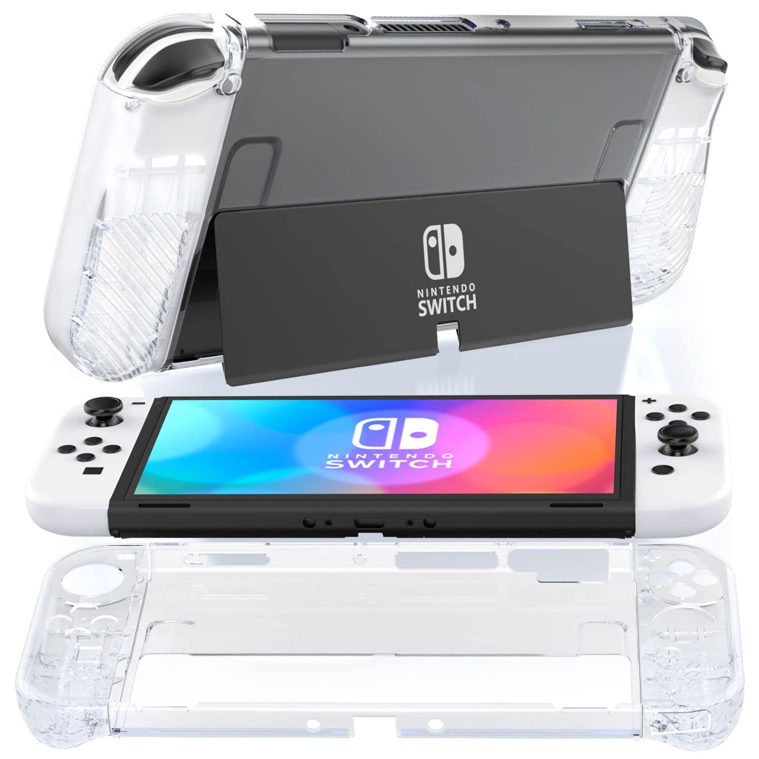 Dockable Liquid Silicone Case for Switch OLED, Compatible with Nintendo Switch OLED Model, OIVO 3-IN-1 Switch OLED Clear Protective Cover for Switch OLED Console