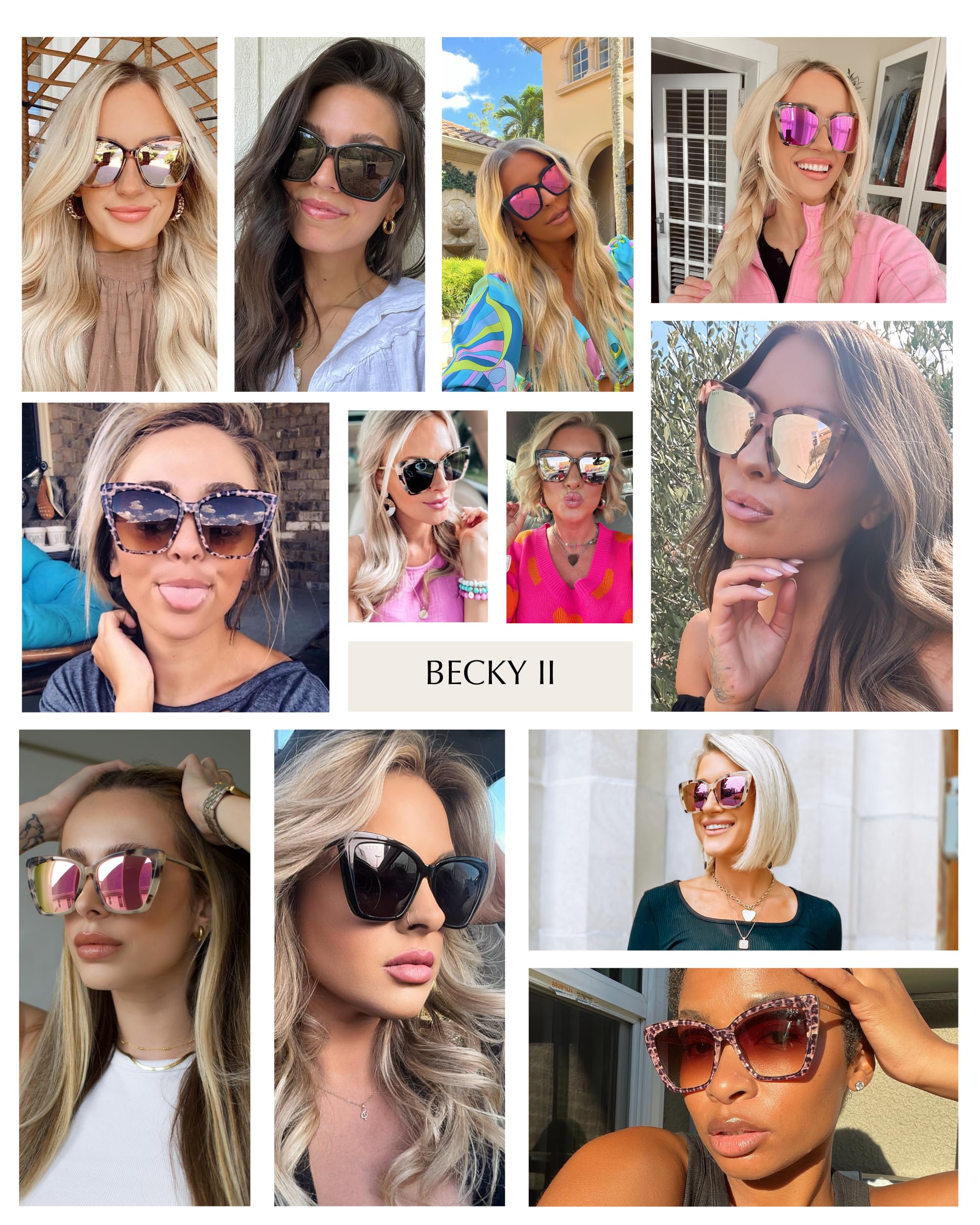 DIFF Becky II Designer Oversized Cat Eye Sunglasses for Women UV400 Protection, Leopard Tortoise + Brown