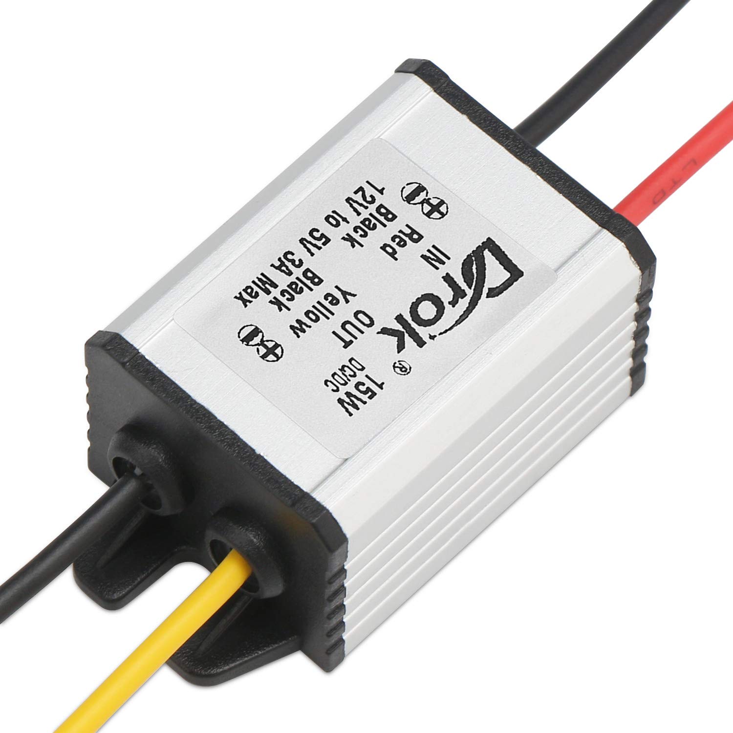 DROK 12v to 5v Volt Converter, DC 8-35V to 5V 3A 15W Voltage Regulator Board Power Supply Module, 9V 12V 24V Waterproof Car Volt Step Down Buck Converter