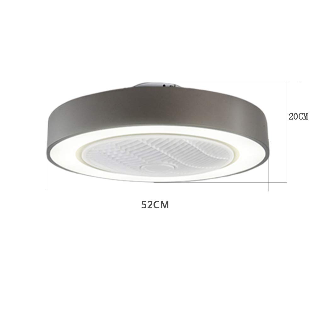 DMXM Ceiling Fan with Light, 20 inches LED Remote Control 3-Color Lighting Modes Invisible Acrylic Blades Metal Shell Semi Flush Mount Low Profile Fan Gray…