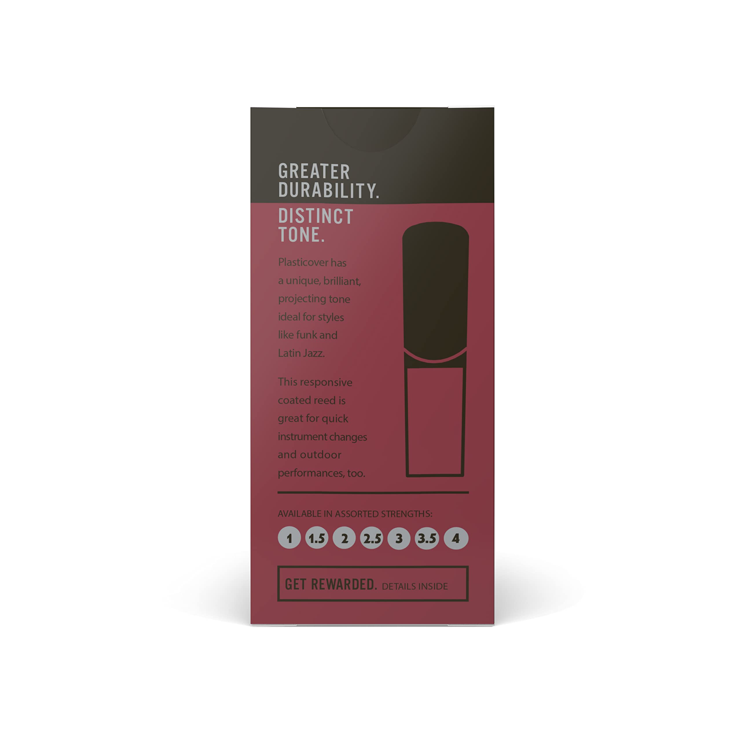 D'Addario Woodwinds Rico Plasticover Alto Sax Reeds, Strength 2.5, 5-pack - RRP05ASX250