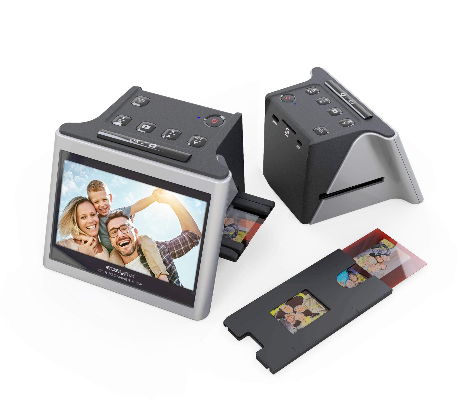 Easypix Cyber Scanner View 3 in 1 Slide & Film Scanner with 14 MP Sensor, Easy to Use, 5 Inch Display, Up to 22 MP Resolution, Black/Silver