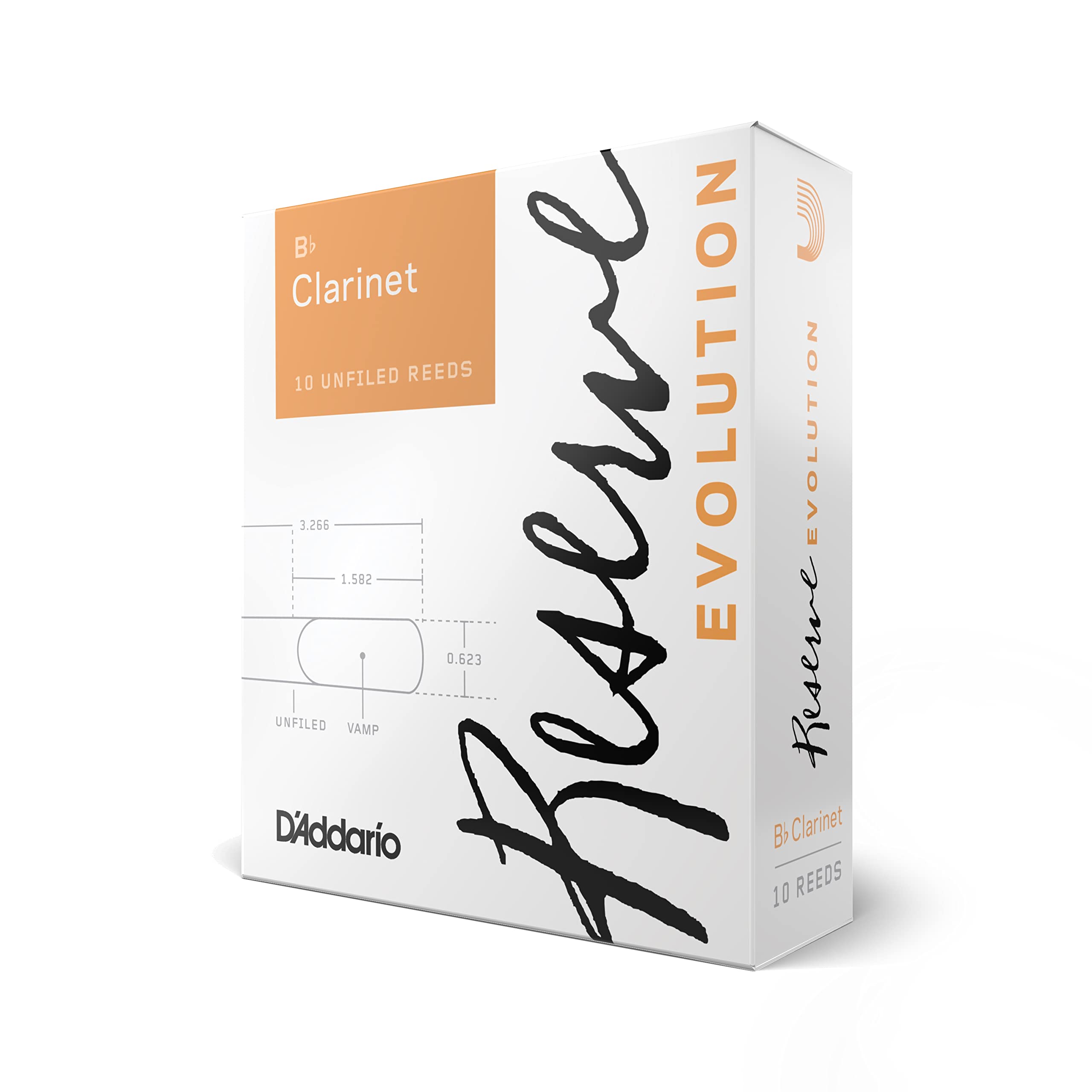 D'Addario Woodwinds Reserve Evolution Bb Clarinet Reeds, Strength 3.5, 10-Pack (DCE1035)