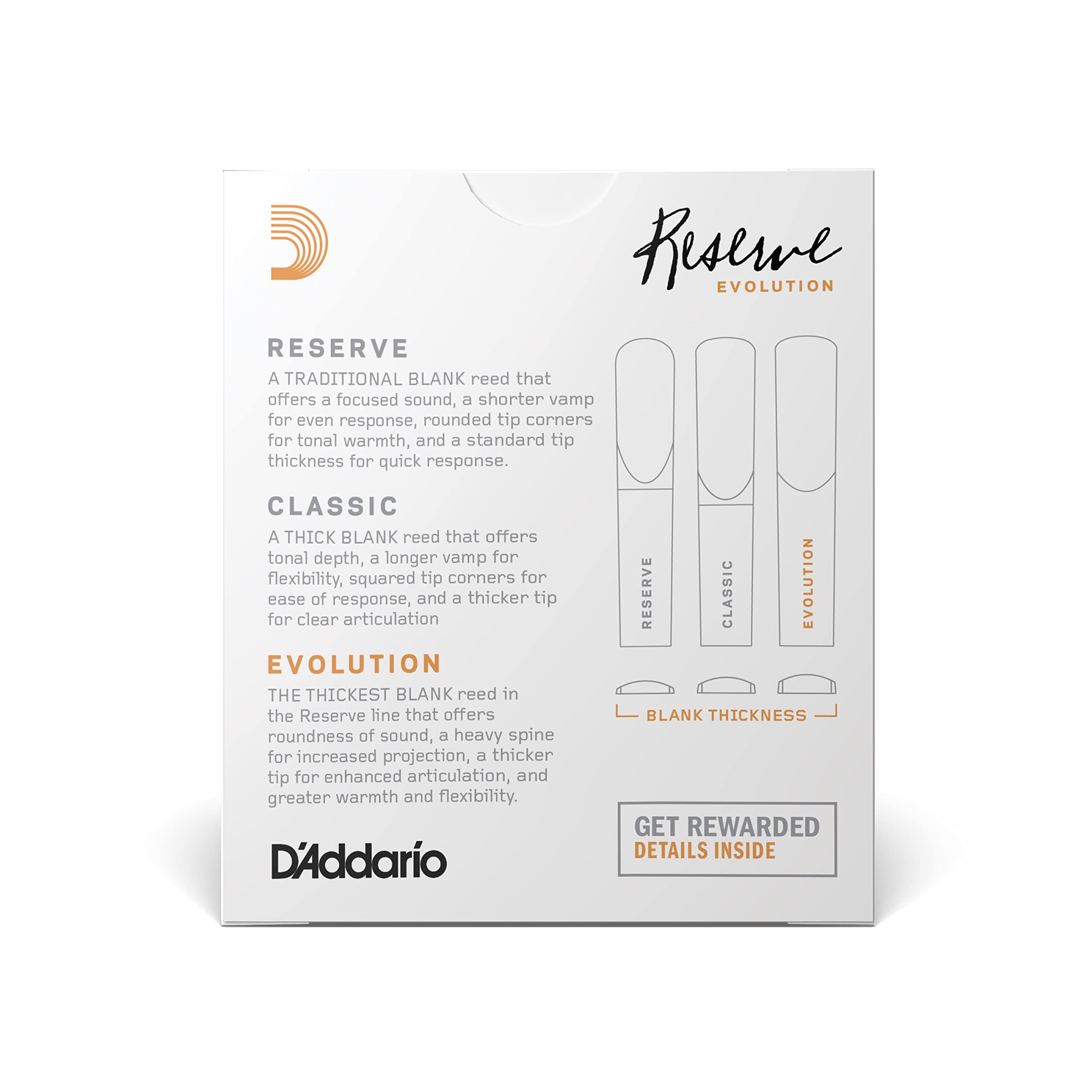 D'Addario Woodwinds Reserve Evolution Bb Clarinet Reeds, Strength 3.0, 10-Pack (DCE1030)