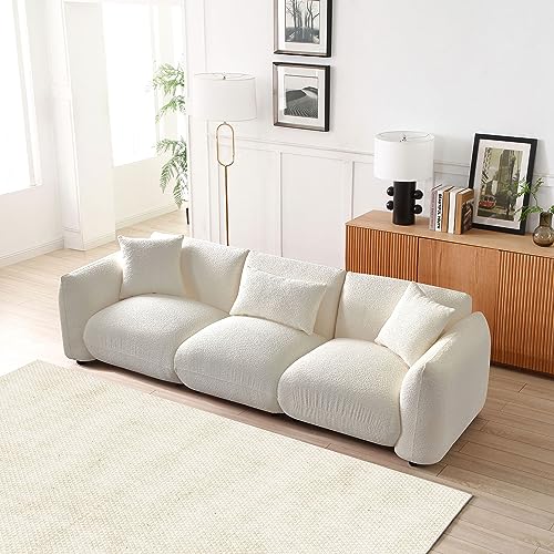 kevinplus 109.8'' Boucle Cloud Sofa Couch Modular Sectional Sofa Couch for Living Room, Modern Contemporary Futon 4-Seat Sofa Couch for Apartment Office Studio, Beige