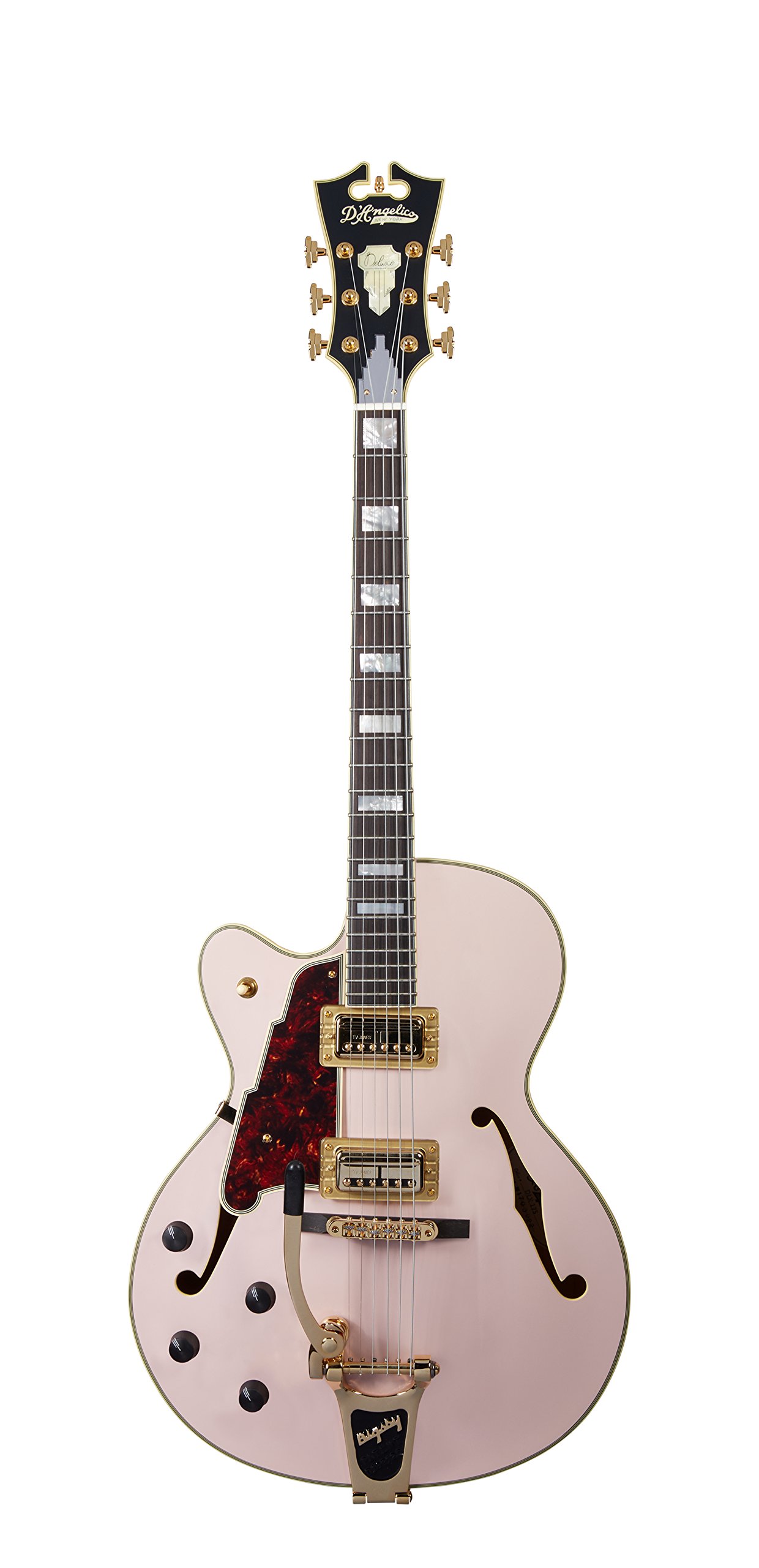 D'Angelico Deluxe 175 Lefty Electric Guitar - Matte Rose Pink