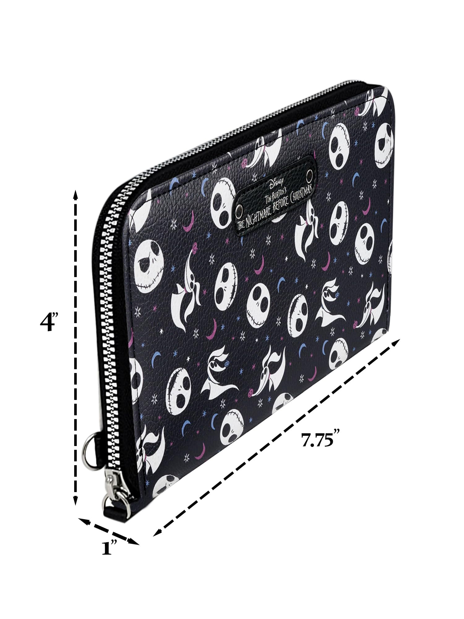 Disney Wallet Wristlet Zip Clutch Faux Leather (Jack Skellington Black)