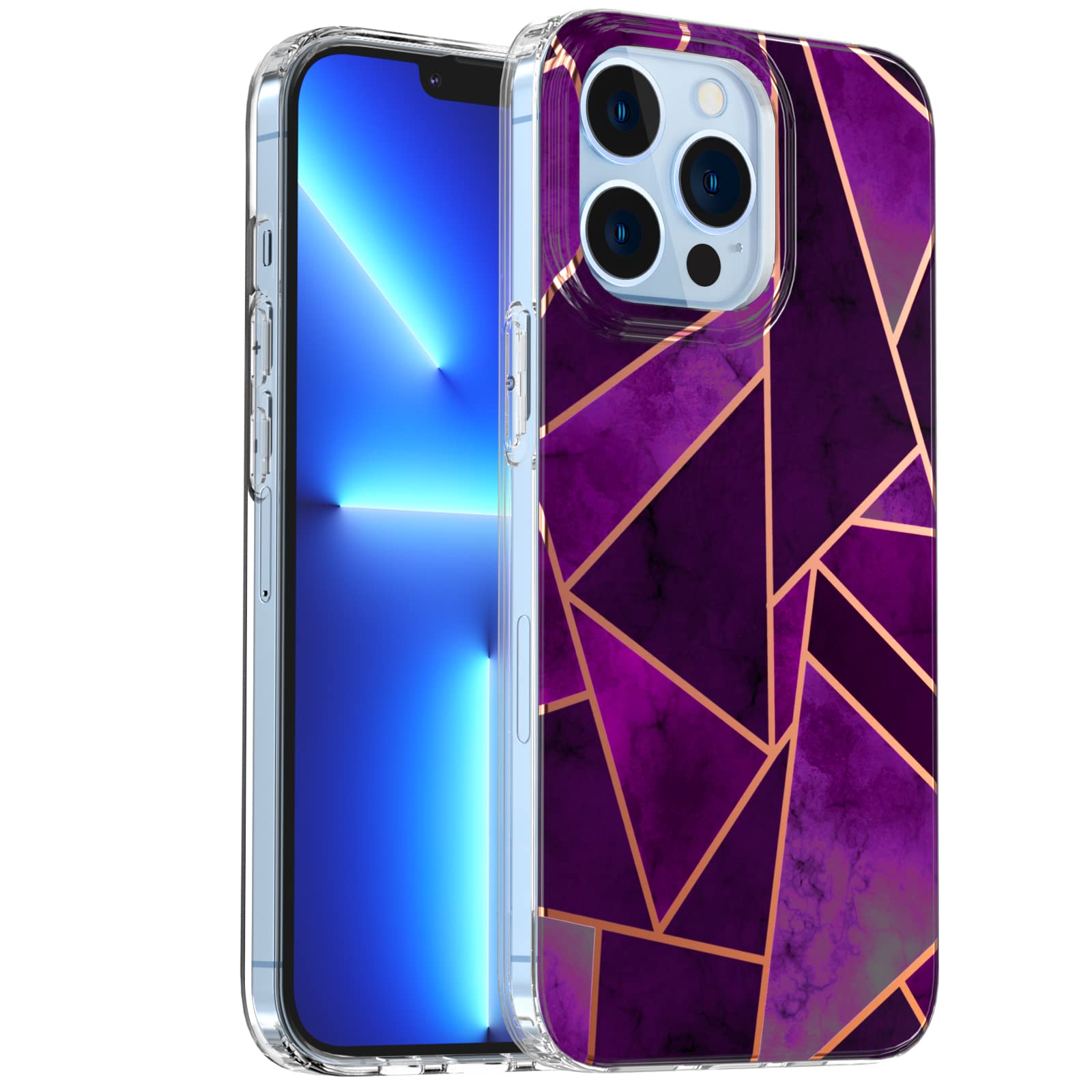 Compatible with iPhone 13 Pro Max Case Flowers Clear Floral Pattern [Shock-Absorption] Ultra Thin Protective Hard Back with Soft Silicone Bumper Shockproof Cover Case for iPhone 13 Pro Max 6.7”-14