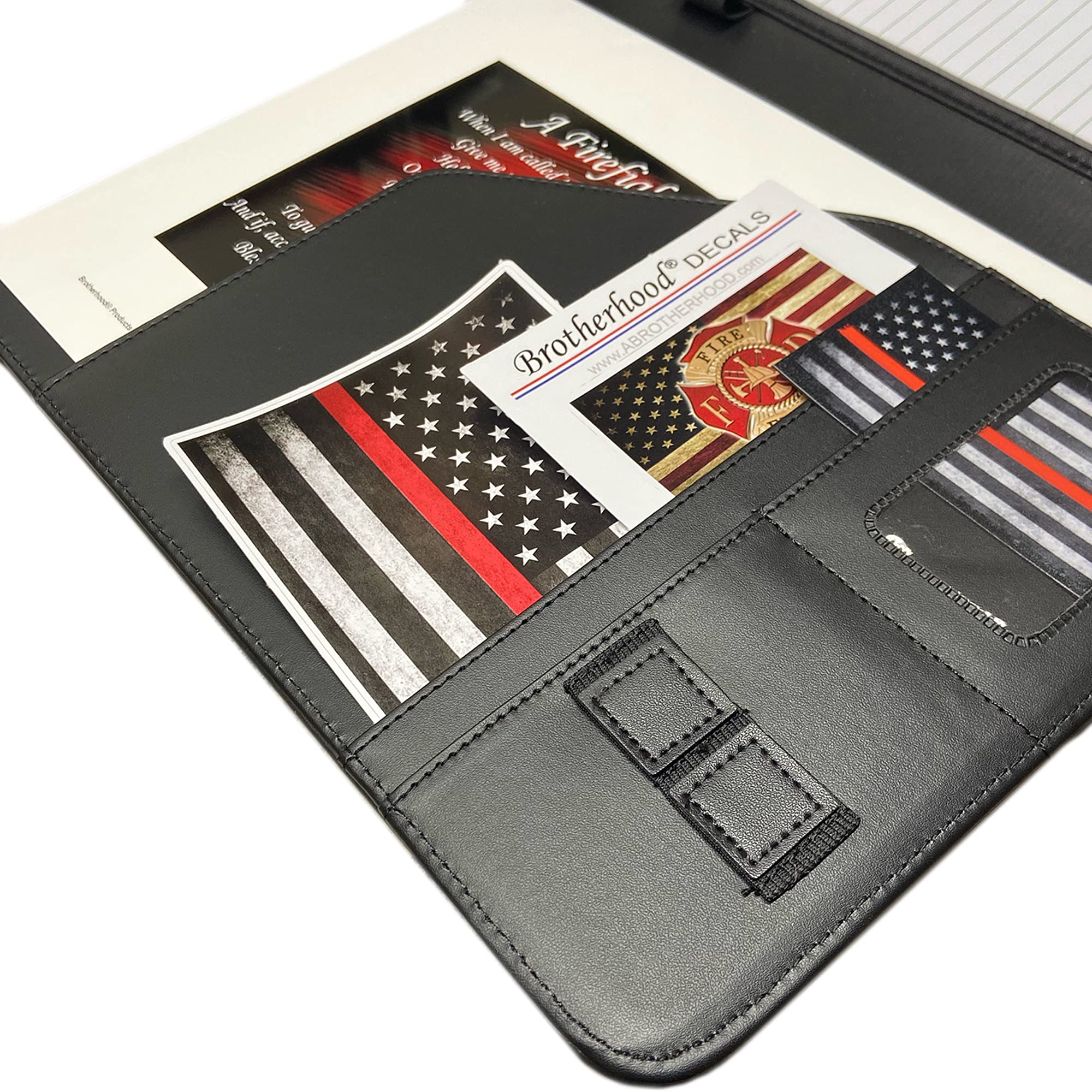 Compatible with Brunswick Nebraska Fire Departments Firefighter Thin Red Line Firefighters Portfolio Padfolio Organizer Firefighter's Prayer Print Thin Red Line Maltese Cross Decal Pack of 1