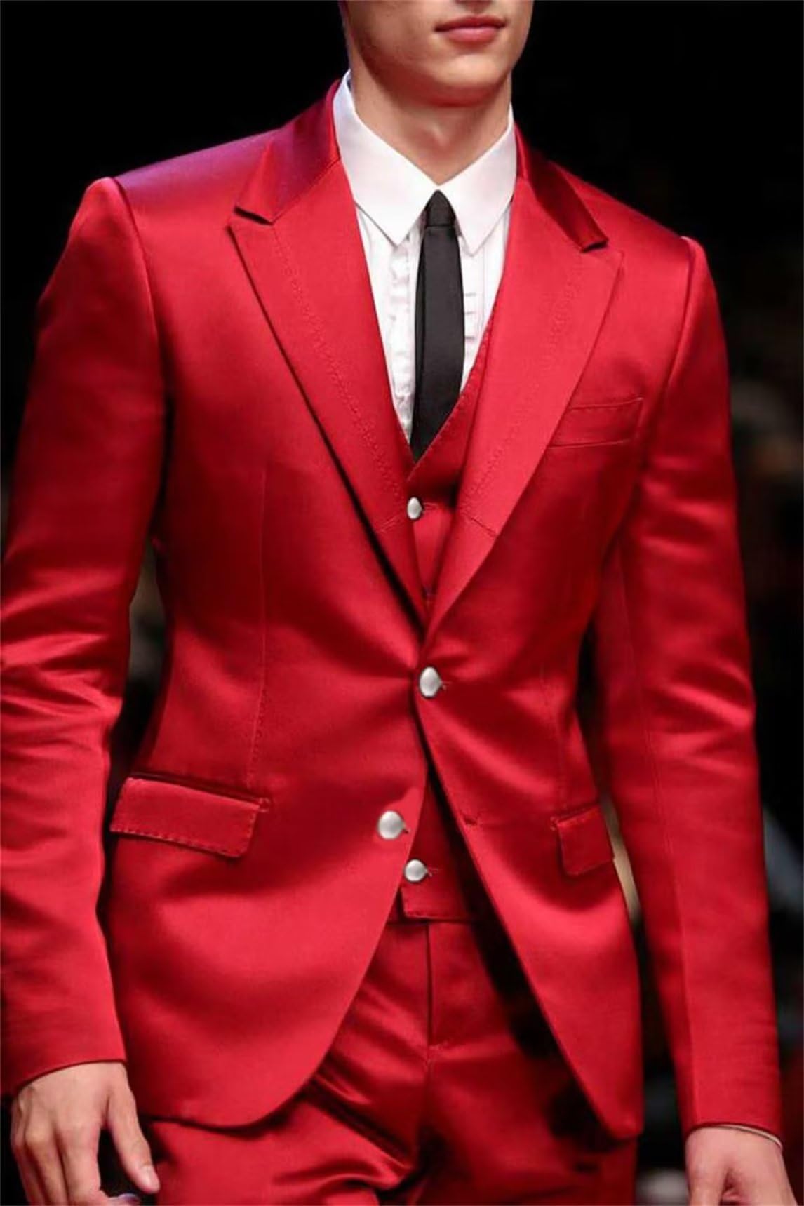 Dusty Rose Satin Men Suit Slim Fit Tuxedo 3 Piece Suit for Men Suits Prom Party Blazer Wedding Suit Men, 3XL