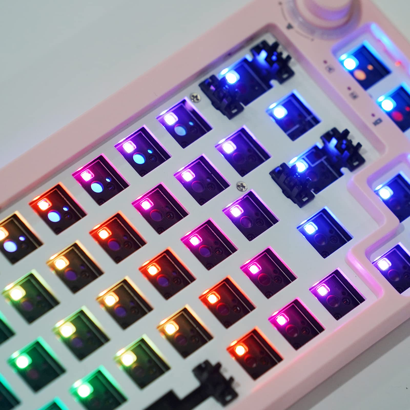 EPOMAKER TH68 65% 68 Keys RGB Hot Swappable Bluetooth 5.0/2.4Ghz Wireless/USB-C Triple Modes Keyboard DIY Kit with Rotary Knob, Compatible with 3 Pin/5 Pin Gateron Otemu Kail Switch (Th68 Pink)