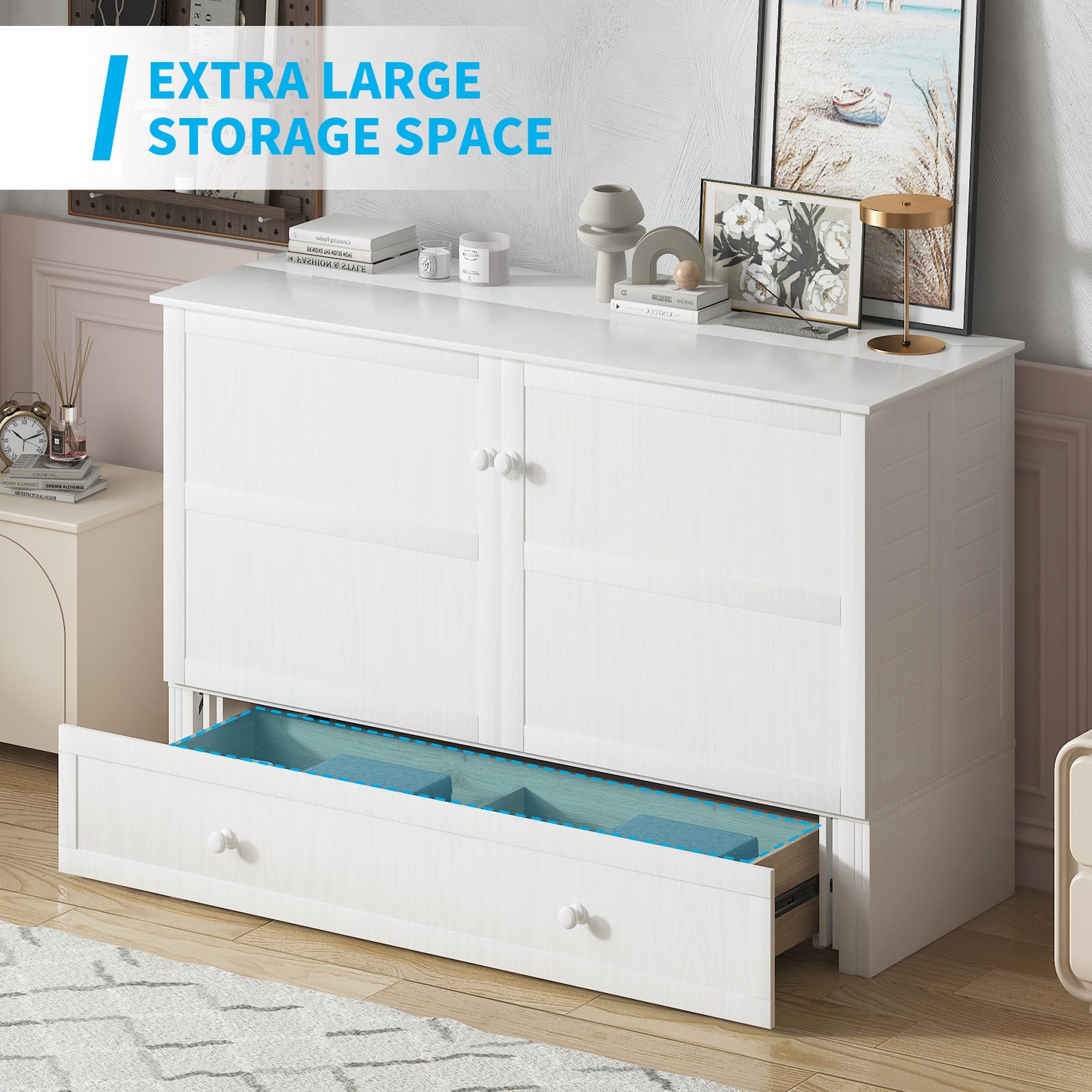 Mjkone Murphy Bed Chest (White)