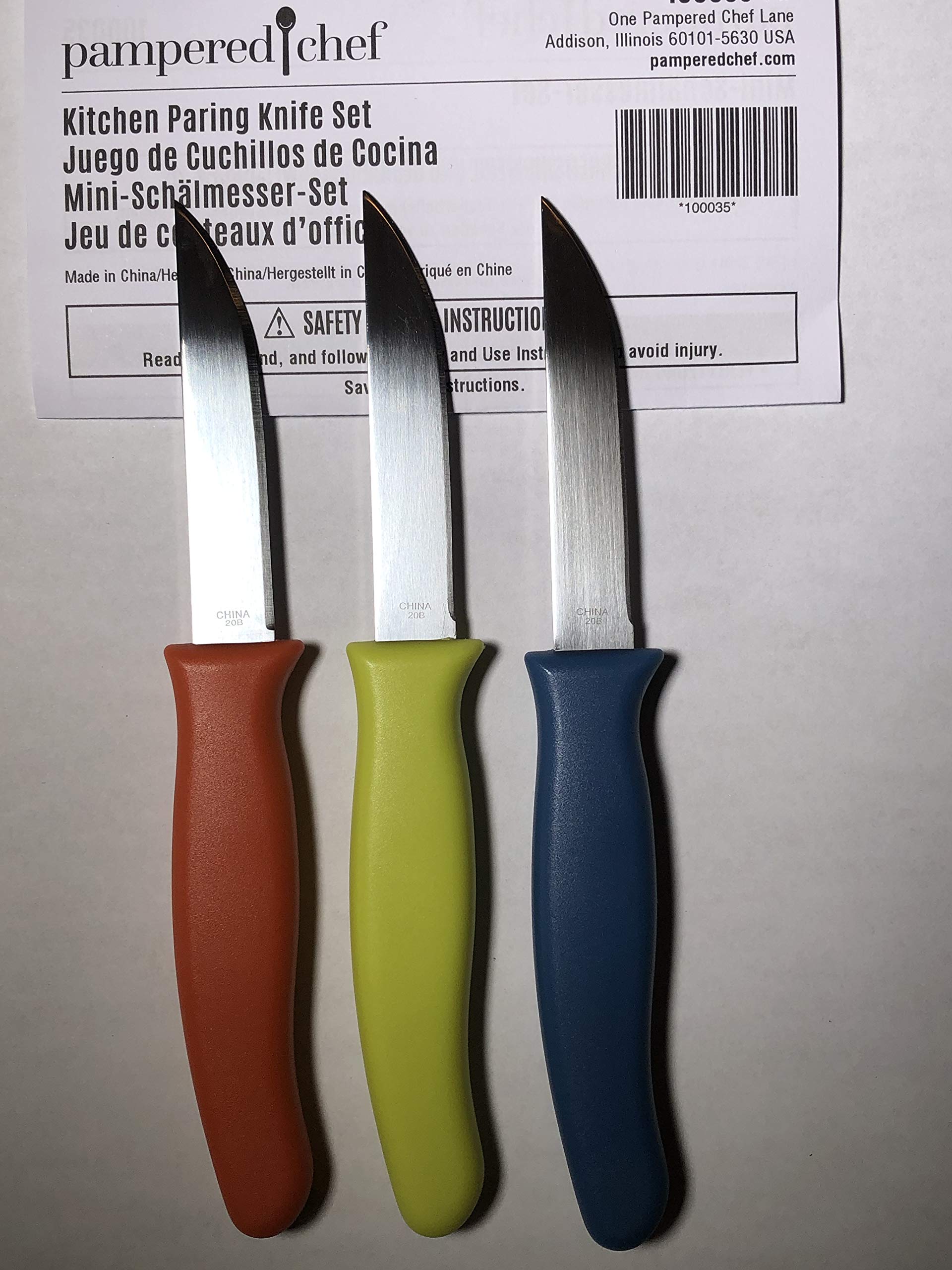 PAMPERED CHEF SET OF #3 KITCHEN PARING KNIFE SET. # 100035
