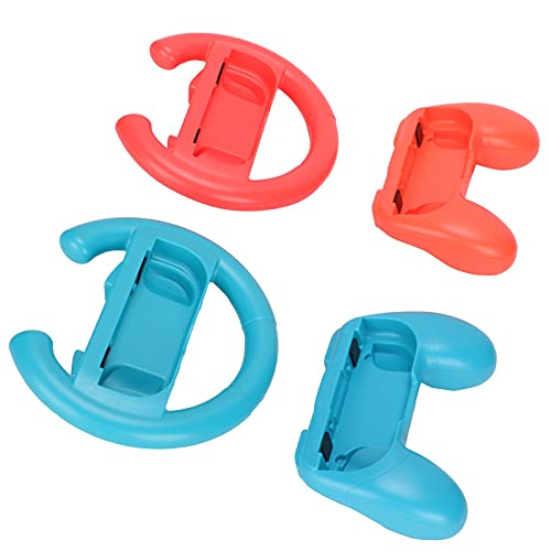 Handle Accessories, Durable Lightweight Standard Size Ergonomic Handle Grip Steering Wheel Kit for Game Controller(Red-blue)