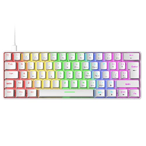 Qksky Mechanical Gaming Keyboard Green/Red Switch 62 Keys USB Wired Gaming Keyboard with 18 RGB Lights Effect Desktop PC Gamer Green switches