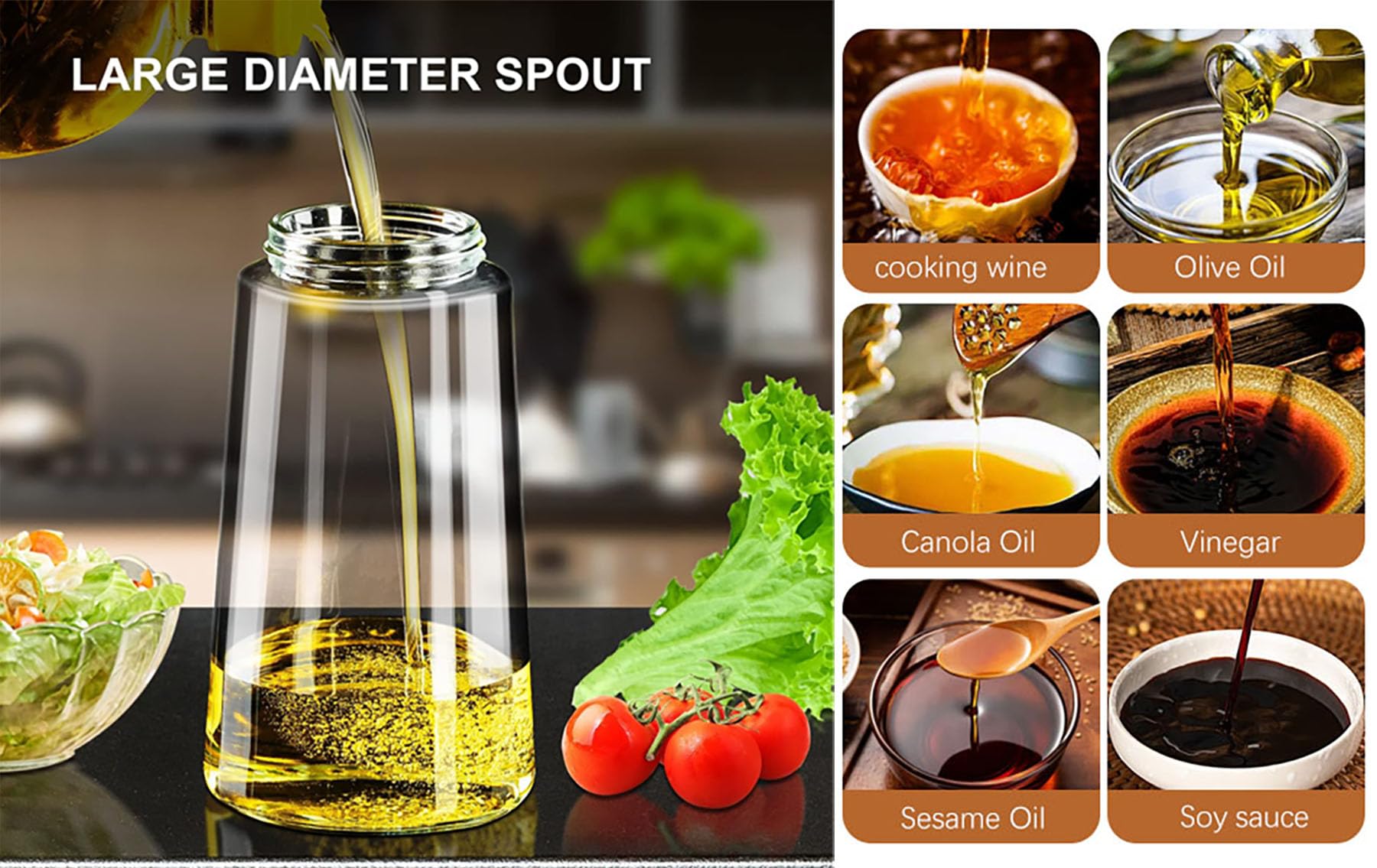 GLBEAR 16oz Olive Oil Dispenser, 2 in 1 Oil Sprayer for Cooking,470ml spray bottles,oil dispenser for kitchen,Salad,BBQ