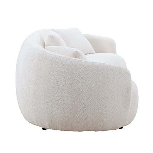 KEVINSPACE 94" Curved Sofa Modern Curved Couch Living Room Mid Century Luxury Style, 4-Seat Boucle Fabric Couch for Bedroom, Office, Apartment,Beige