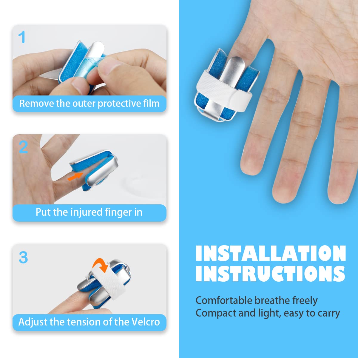 FERCAISH 1 Pair Recovery Injury Pain Bending Deformation Fixing Finger Correction Splint with Built-in Aluminium Support Padded