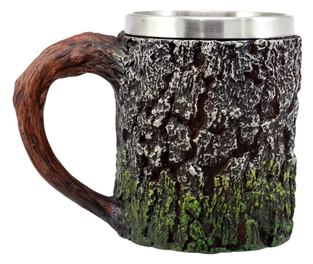 Ebros Gift Nature Wildlife Roaring Black Bear Mug With Rustic Tree Bark Design 12oz Drink Beer Stein Tankard Coffee Cup