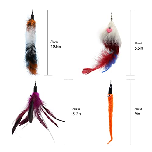 Vovamo 7Pcs Cat Feather Toys Replacement Cat Toy Wand Refills,Cat Wand Soft Furry for Interactive Cat and Kitten,Teaser Refills with Bell for Indoor Cats Kitten