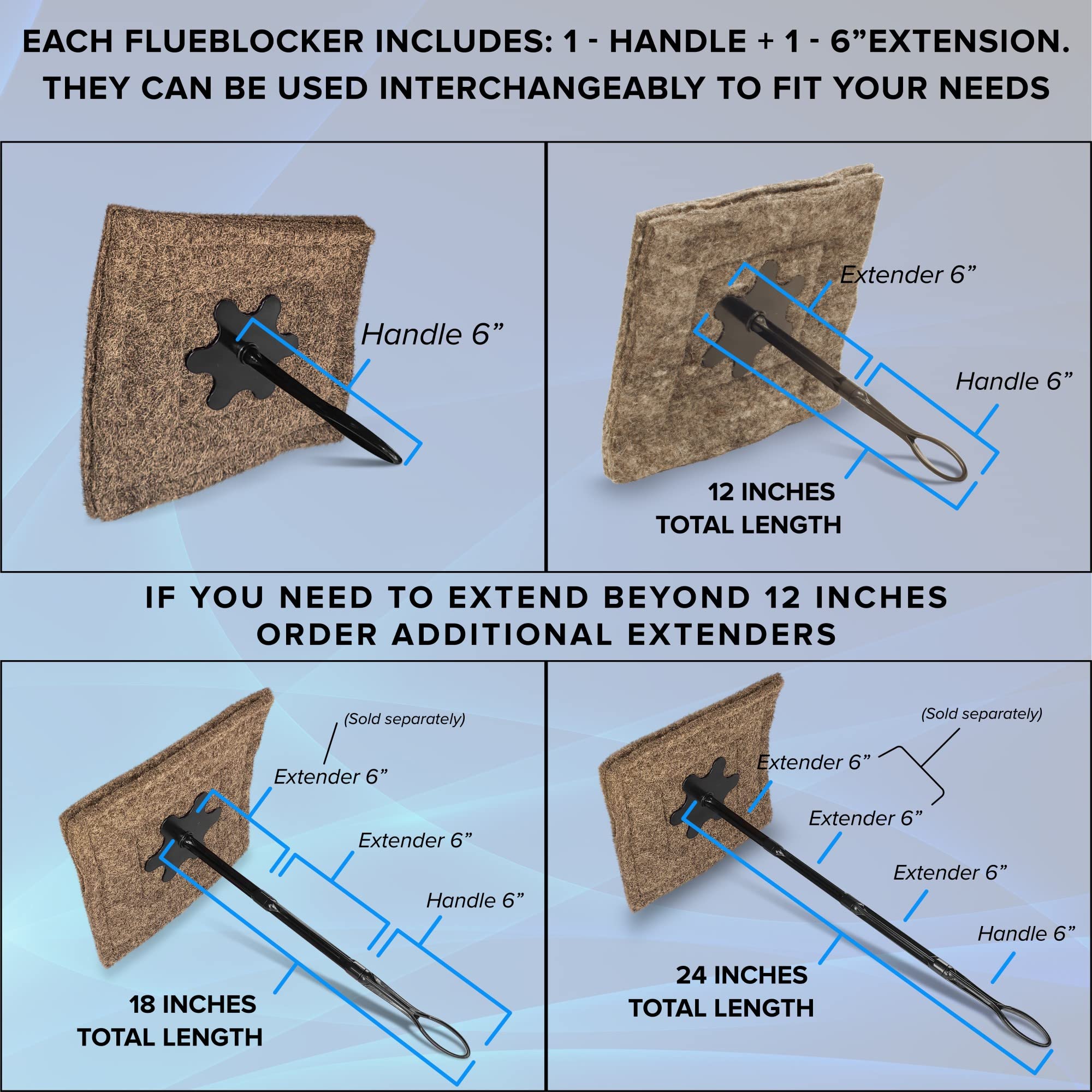 Flueblocker for 12"X12" Square Chimney Flue - Chimney Sheep Fireplace Draft Stopper Replacement Damper Fireplace Plug - Better Than Inflatable Pillow or Balloon - Save Energy Block Odor & Debris